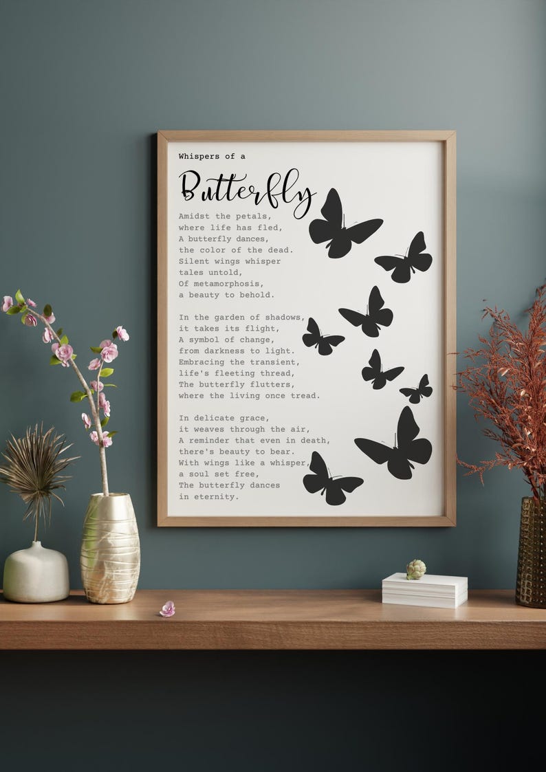 Butterfly Memorial Poem: Printable Grief Sympathy Gift, Inspirational ...