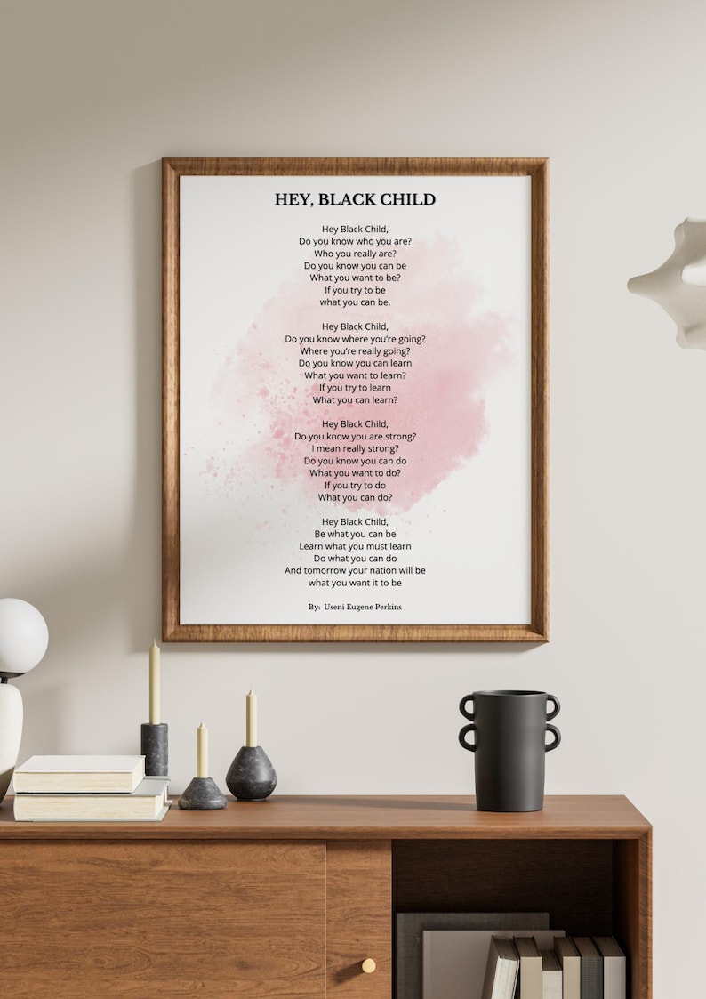 Inspirational Hey Black Child Poem Print: African American Art Digital ...