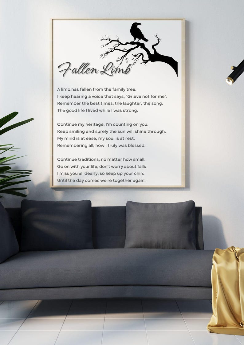 Fallen Limb Poem Printable – Memorial Wall Art – Sympathy Gift for Loss ...