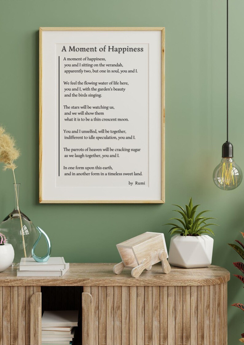 Rumi Love Poem Print, A Moment of Happiness, Printable Pome, Rumi Poem ...