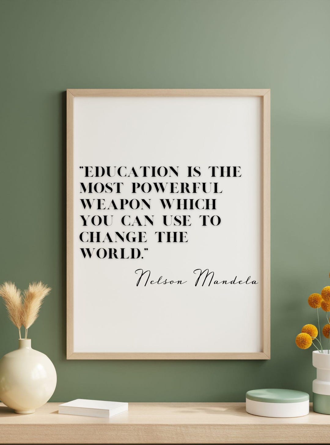Nelson Mandela Education Quote Print – Inspirational Wall Art for ...