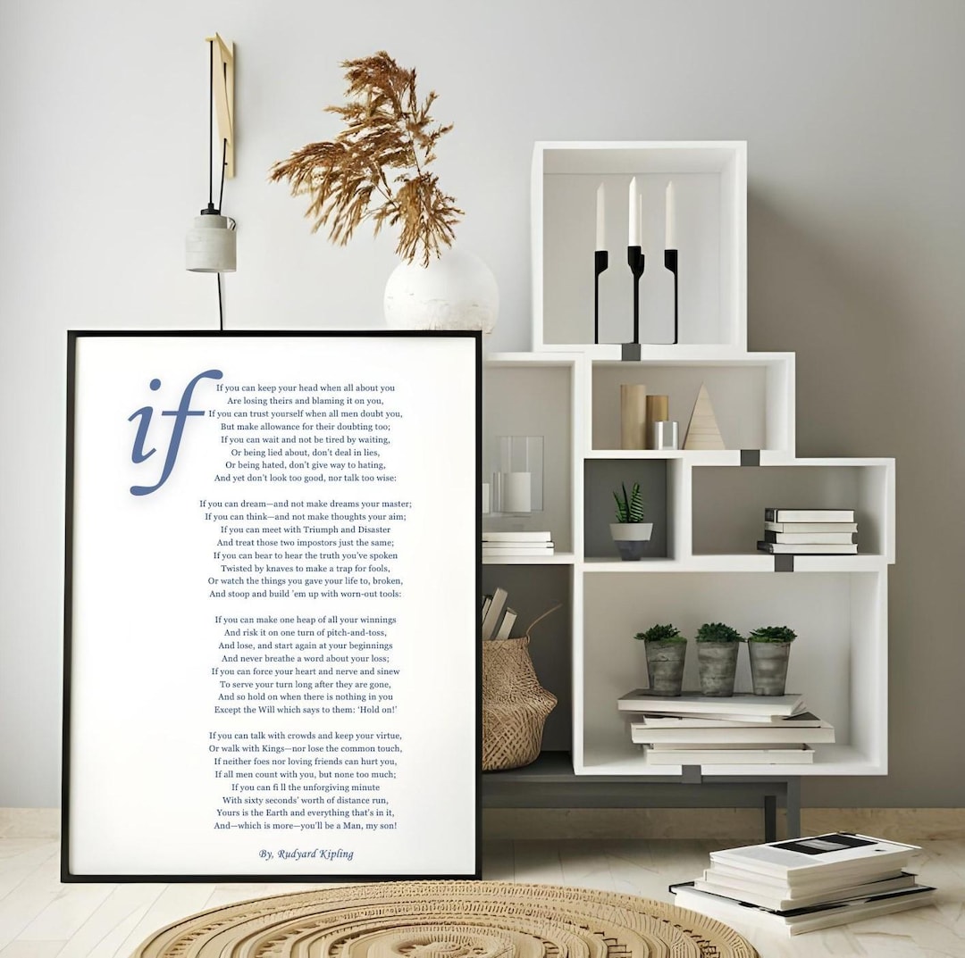 Rudyard Kipling "if" Poem Print: Inspirational Wall Art Gift (digital ...
