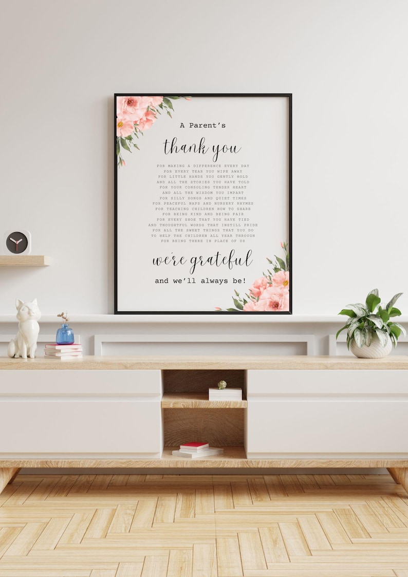 Floral Teacher Appreciation Poem Print: Heartfelt Thank You Gift for ...