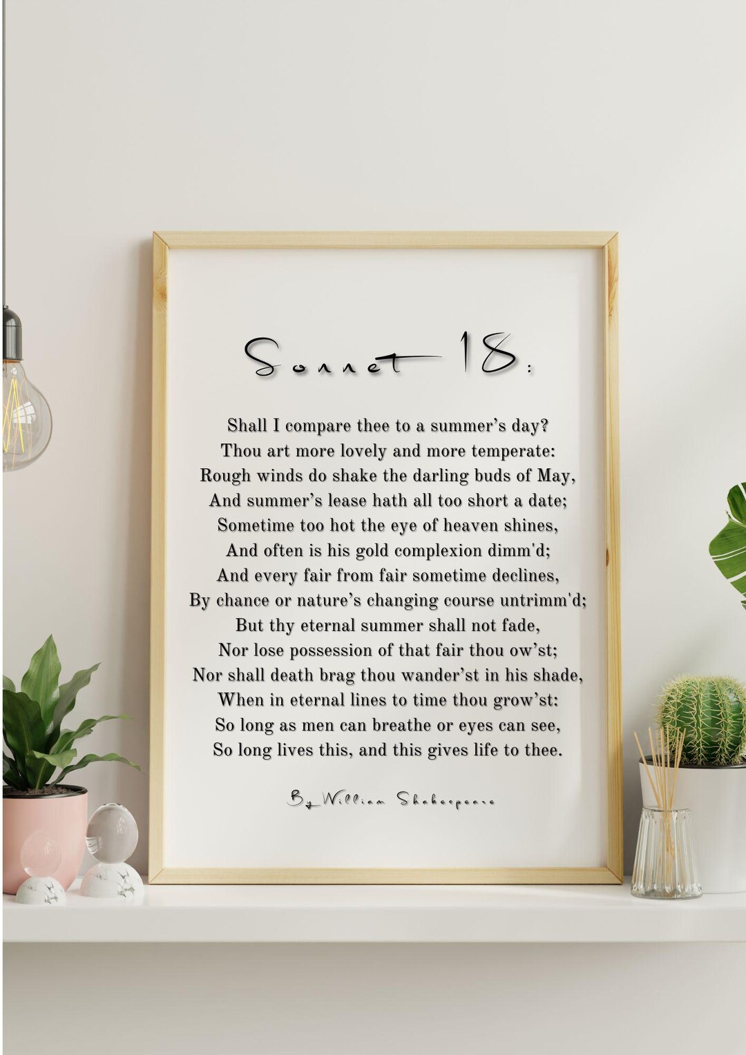Shakespeare's Sonnet 18 Elegant Vintage-style Poetry Wall Art Print ...