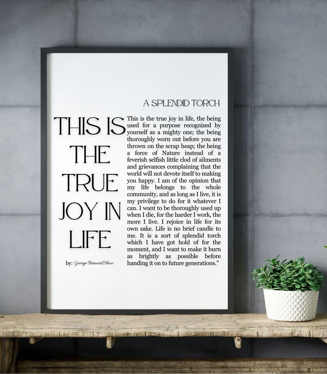Splendid Torch Quote Print: George Bernard Shaw Inspirational Wall Art ...