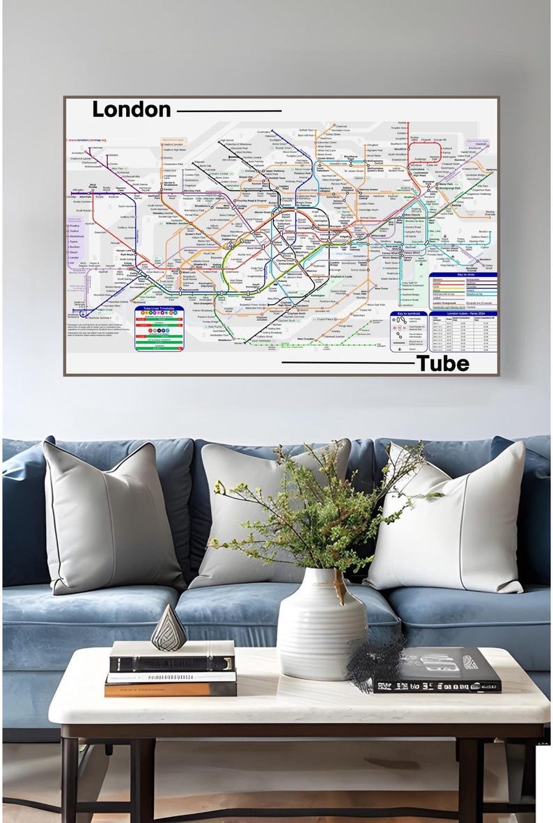 Minimalist London Underground Map: Digital Subway Art Print for Urban ...