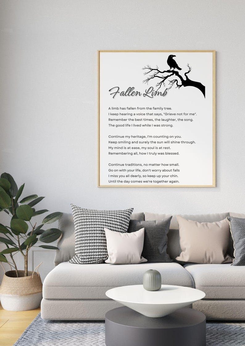 Fallen Limb Poem Printable – Memorial Wall Art – Sympathy Gift for Loss ...