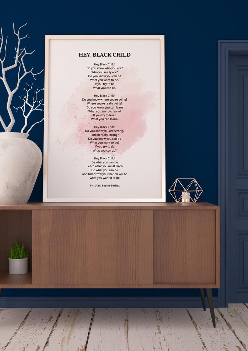 Inspirational Hey Black Child Poem Print: African American Art Digital ...