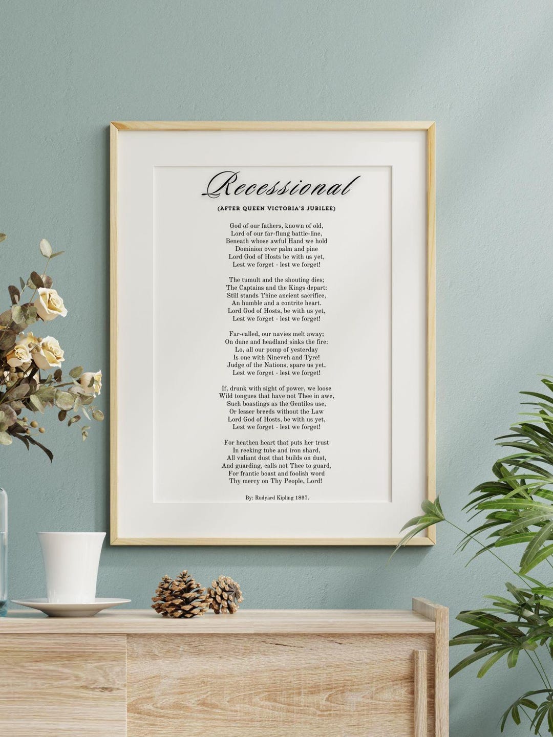 Rudyard Kipling Recessional Poem Print: Vintage British Literature ...