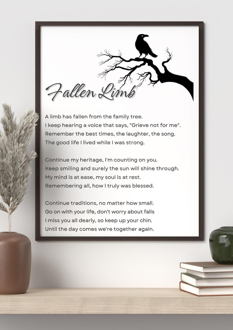 Fallen Limb Poem: Heartfelt Memorial Print for Sympathy & Remembrance ...