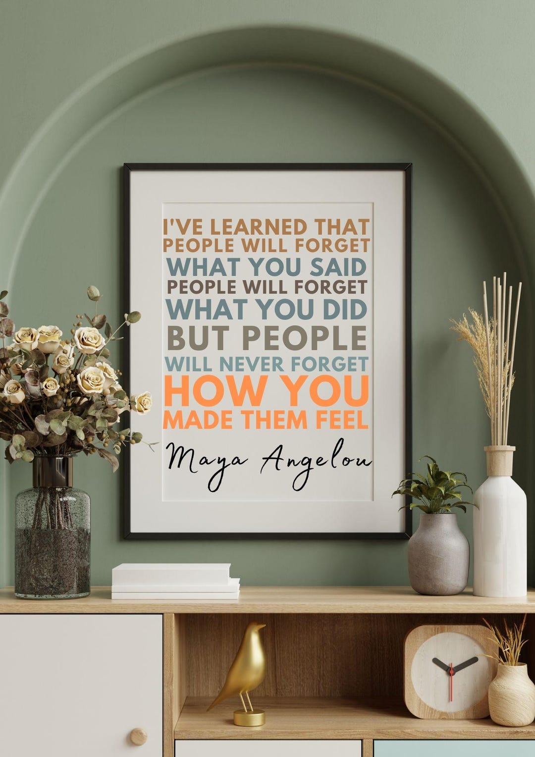 Maya Angelou Inspirational Quote Print: Colorful Digital Wall Art for ...