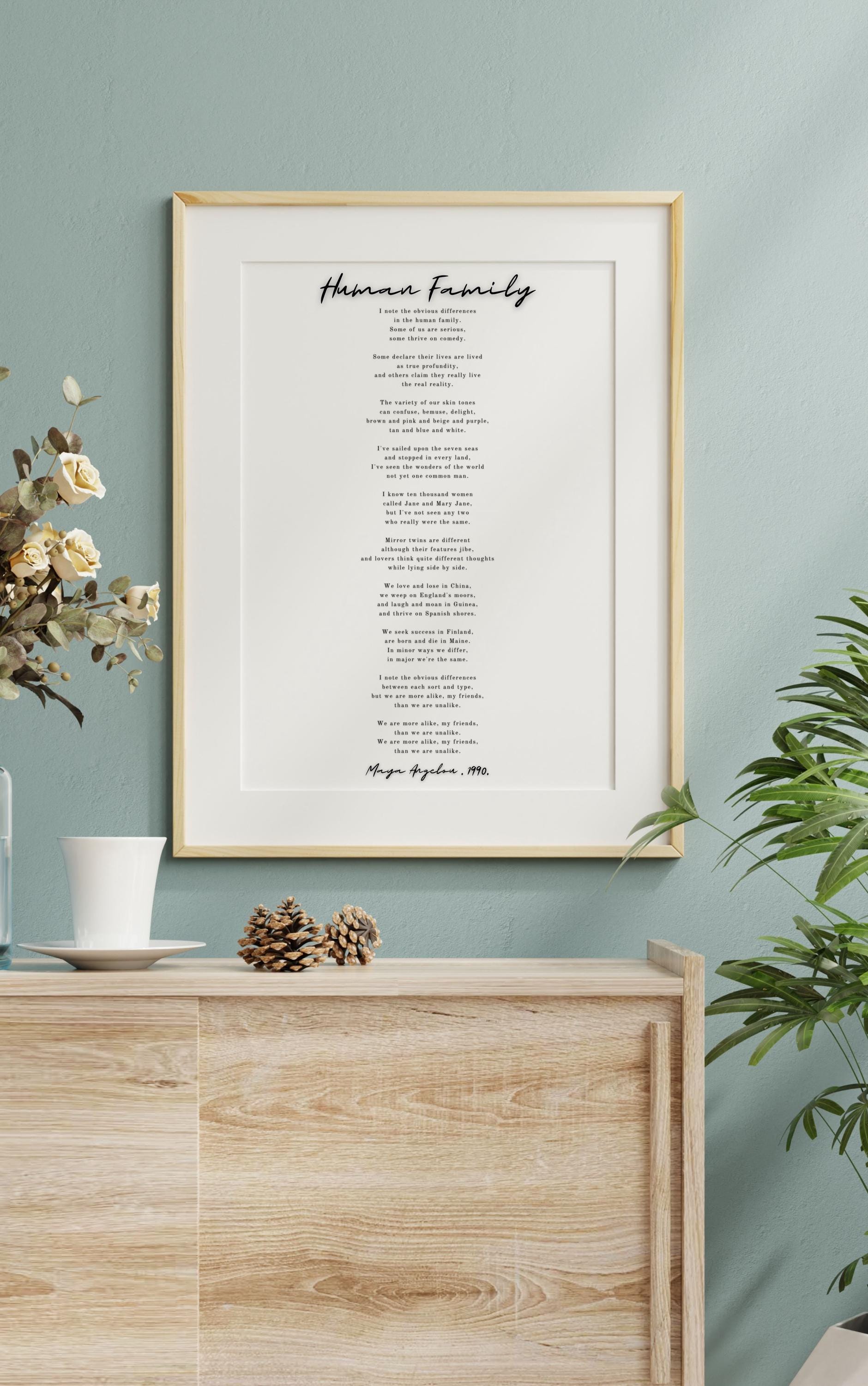 Maya Angelou's Human Family Poem: Inspirational Diversity & Unity Print ...