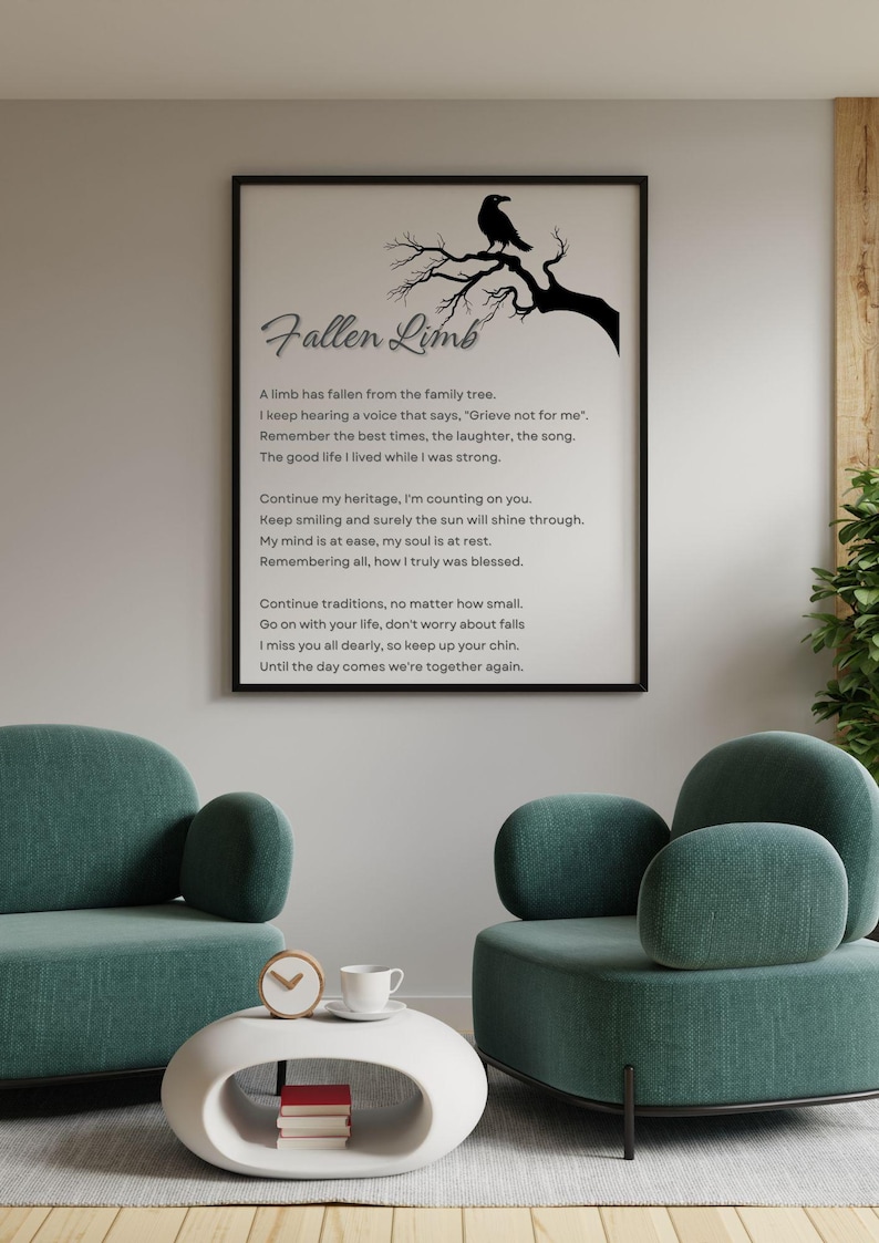 Fallen Limb Poem Printable – Memorial Wall Art – Sympathy Gift for Loss ...