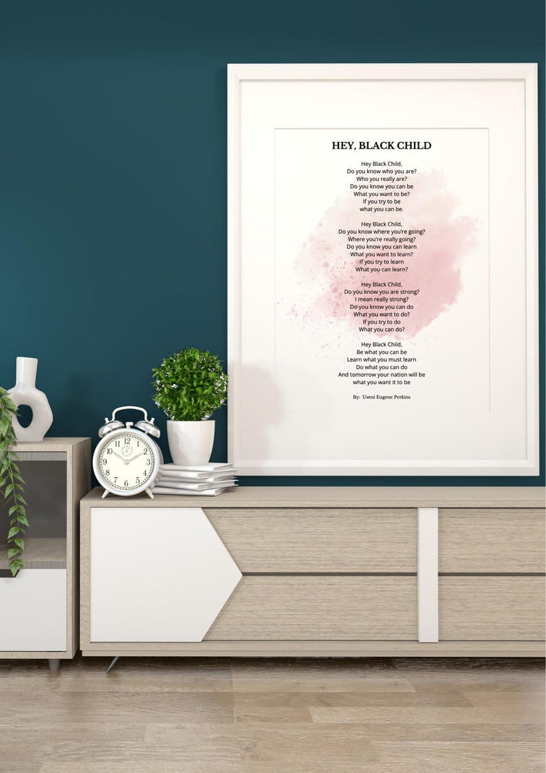 Inspirational Hey Black Child Poem Print: African American Art Digital ...