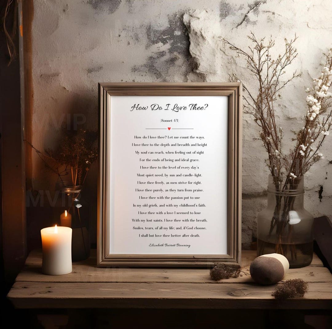 Elizabeth Barrett Browning Poem Print: Sonnet 43 Romantic Wall Art ...