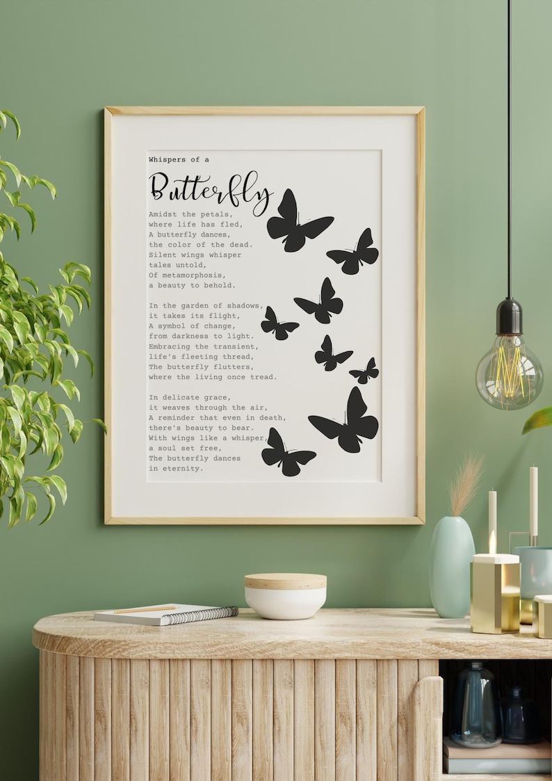 Butterfly Memorial Poem: Printable Grief Sympathy Gift, Inspirational ...
