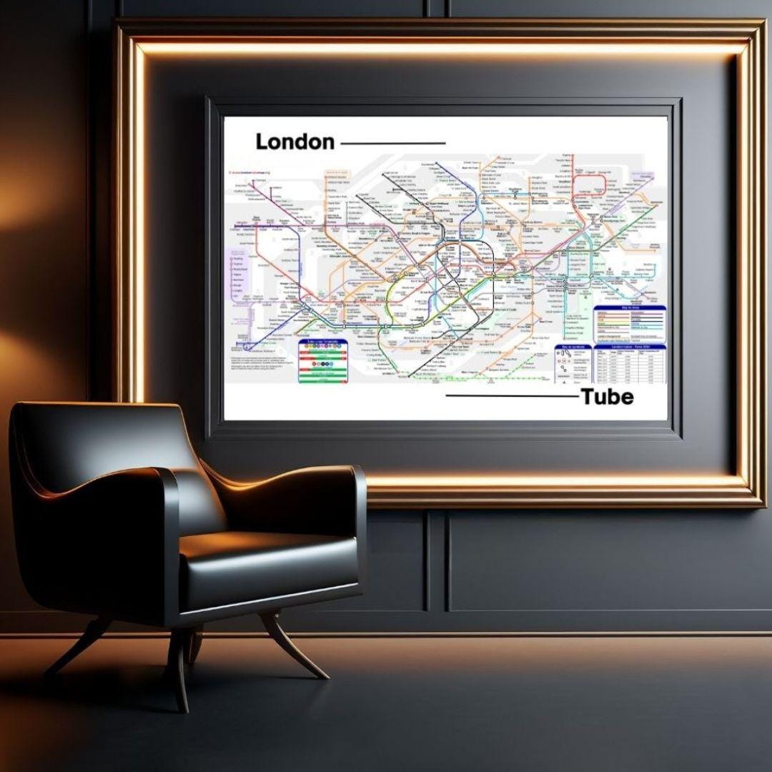 London Underground Tube Map Printable Art – Minimalist Subway Poster ...