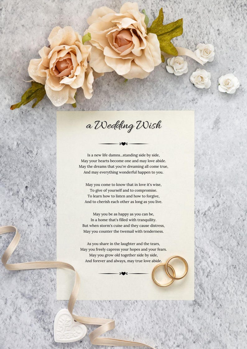 Romantic Wedding Blessing, Wedding Poem,for Couple, Printable Poem ...