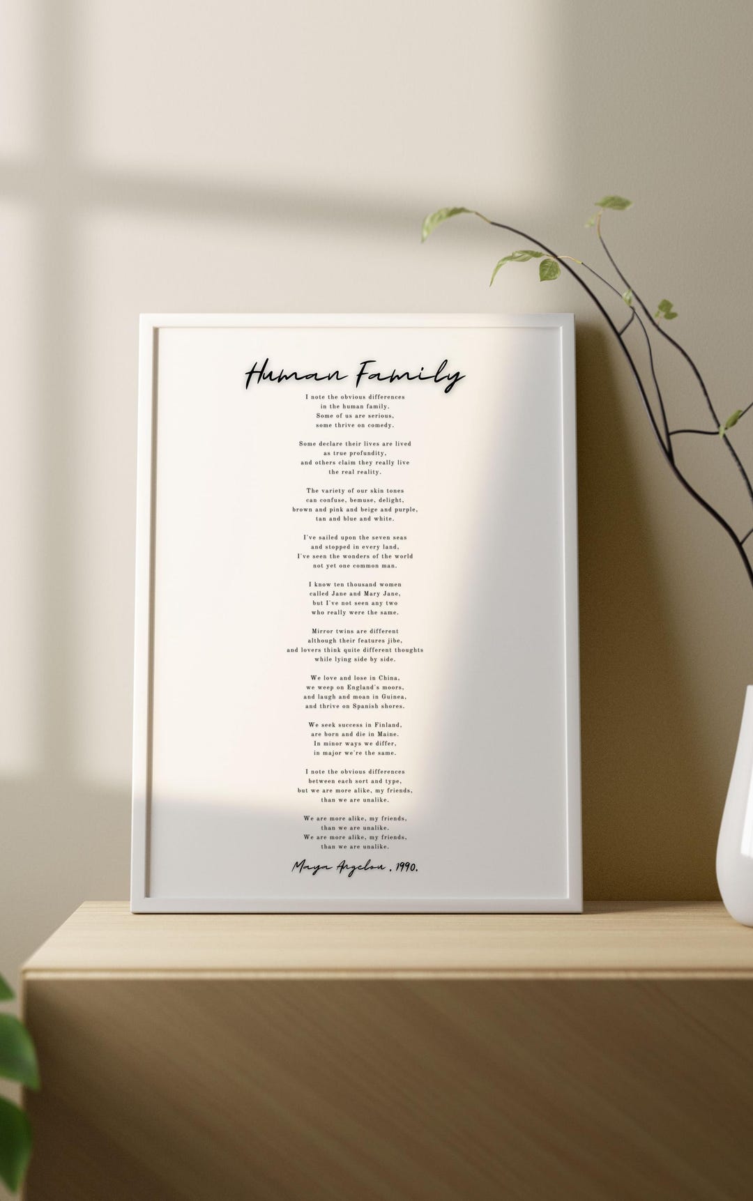 Human Family by Maya Angelou – Printable Poem Wall Art – Diversity ...