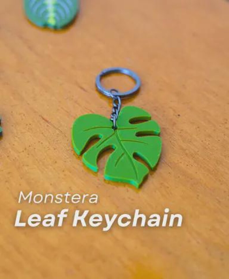 Monstera Leaf Keychain – 3D Printed Plant Keyring | Tropical Charm Gift ...