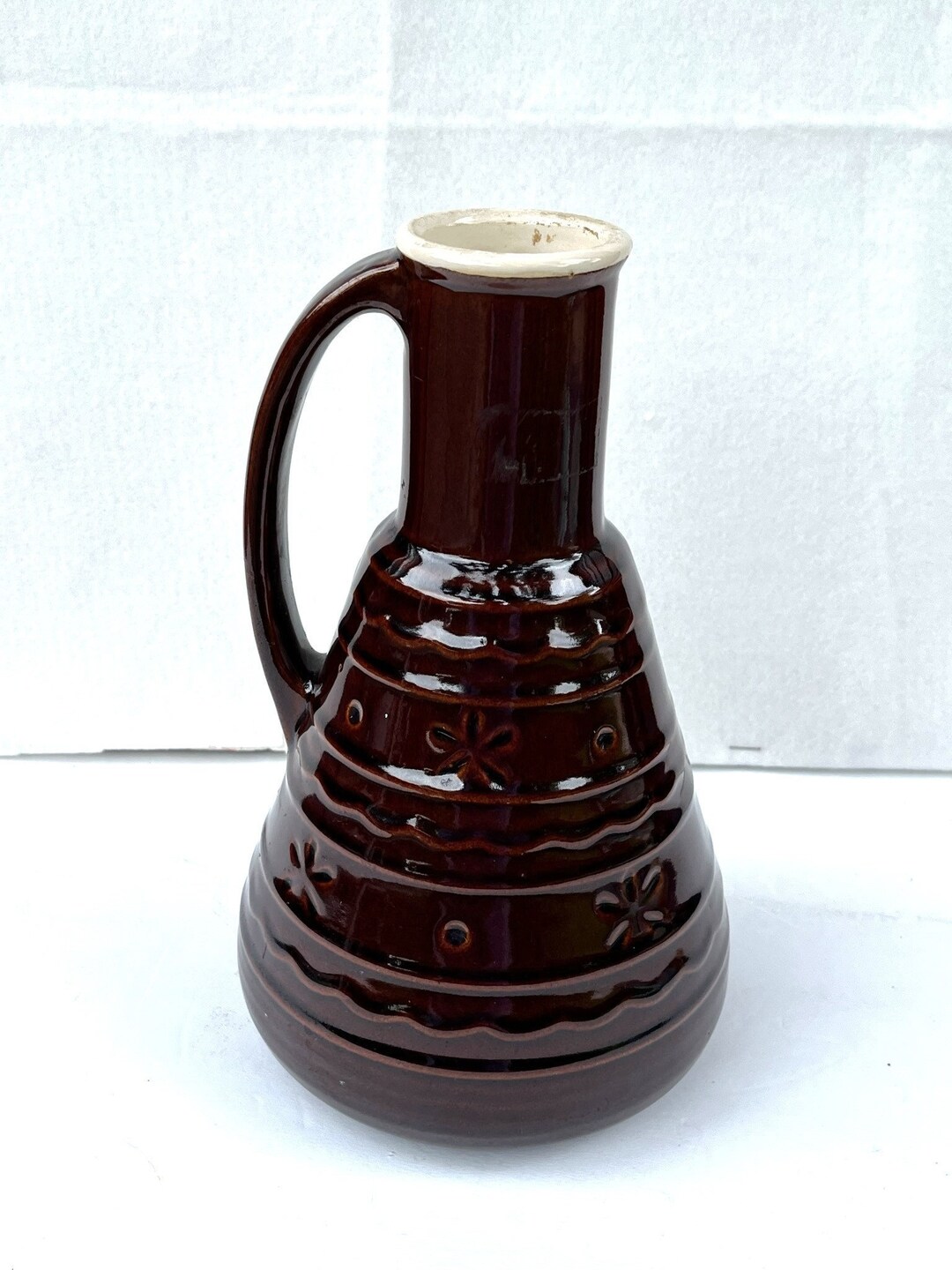Mar-crest Vintage Coffee Carafe Daisy Dot Oven-proof Stoneware Warm ...