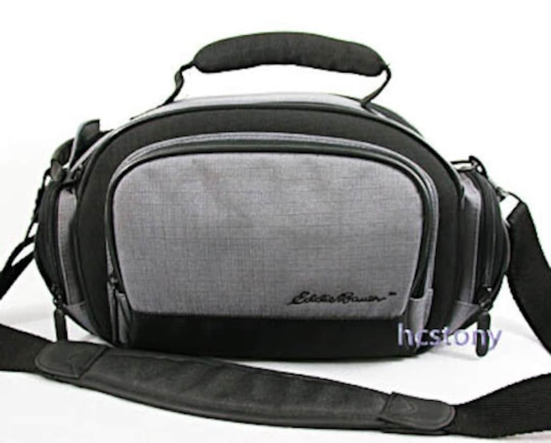 Deluxe Eddie Bauer Camera Bag Black W/gray Accent-side Pockets Film or ...