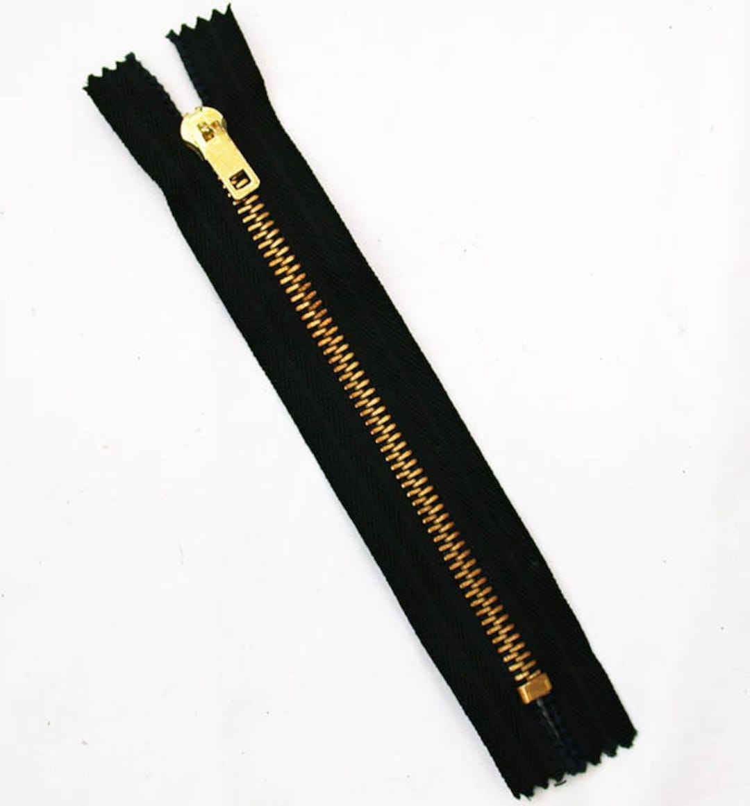 NEW #5 Zipper 6 Inch Black Back, Shiny BRASS Zipper Closed Bottom Many ...