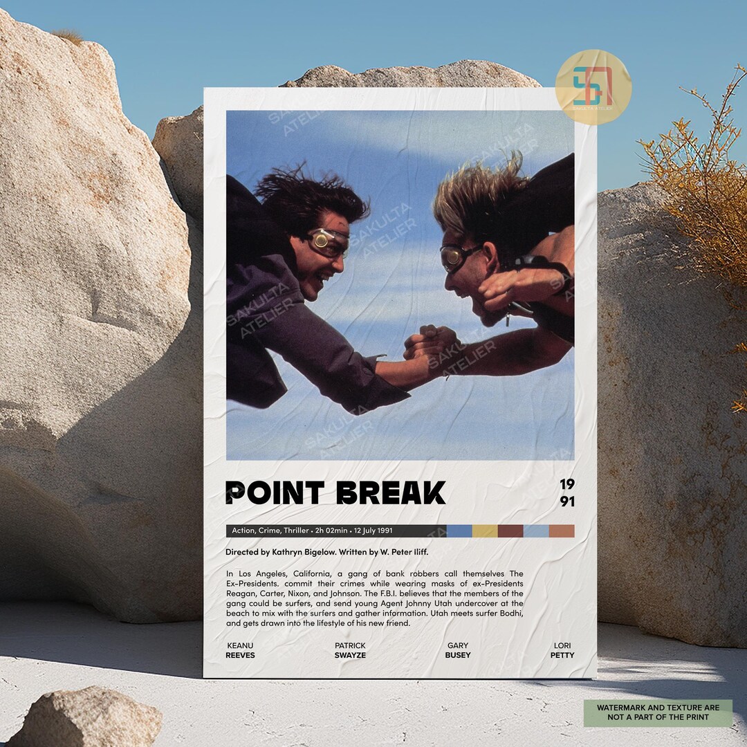 Point Break Movie Poster / Minimalist Movie Poster / Vintage Retro Art ...