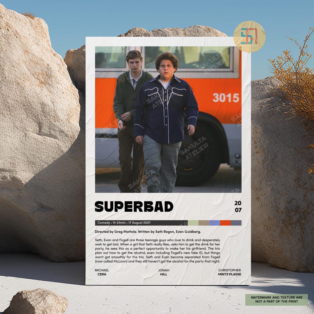 Superbad Movie Poster / Minimalist Movie Poster / Vintage Retro Art ...