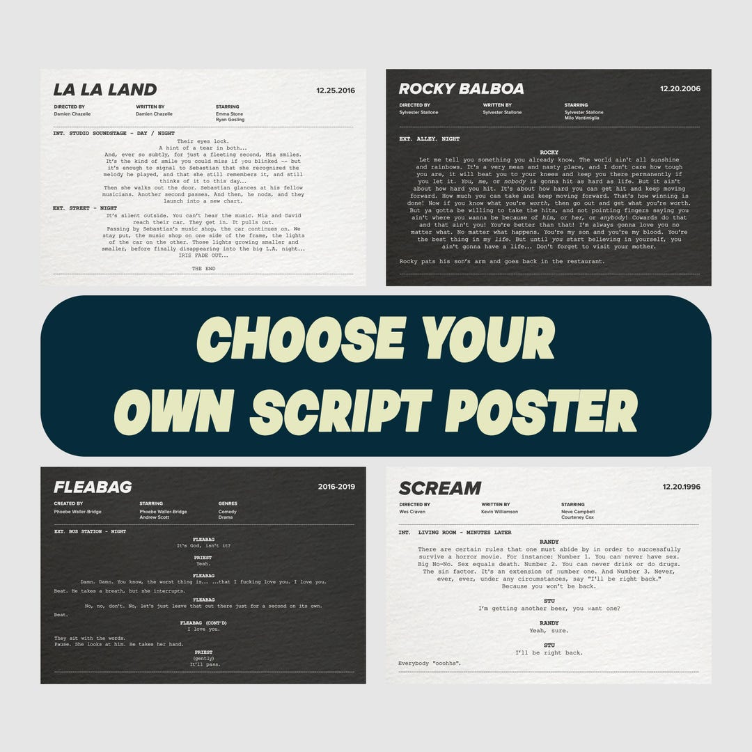 Movie Script Poster / Request Your Own Script / Custom Screenplay ...