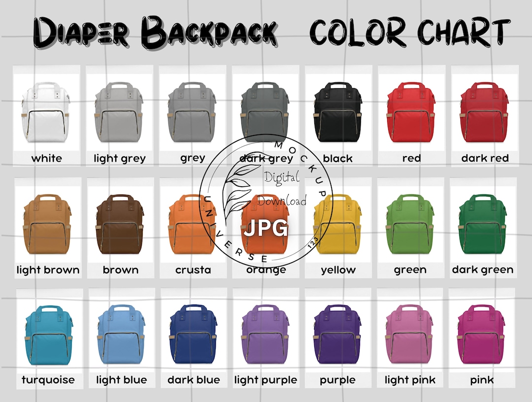 Diaper Backpack Color Chart, Digital Download, 1 High Resolution JPG ...