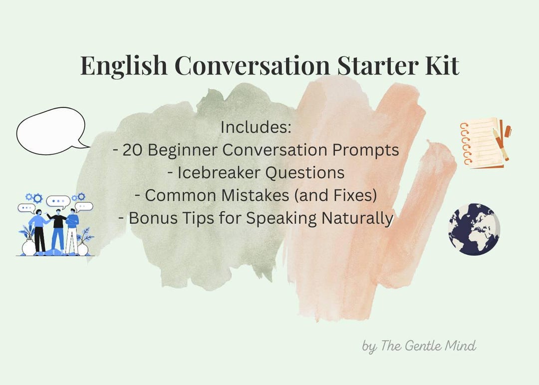 English Conversation Starter Kit | 20 Prompts + Icebreakers | Digital ...