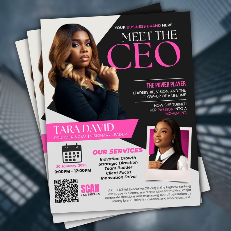 Meet the Ceo Flyer, Magazine Style Canva Template, Women in Business ...