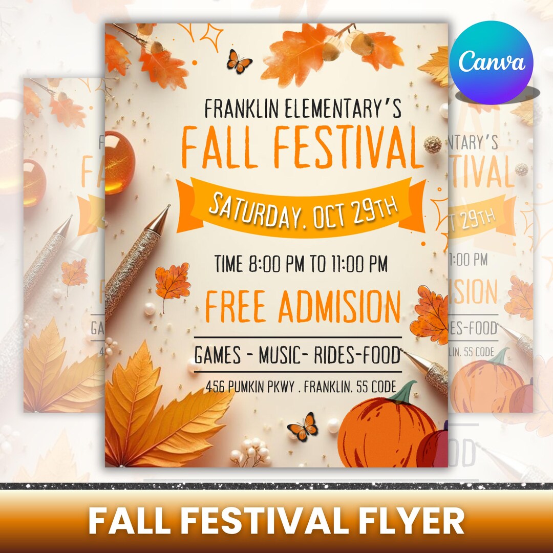 Editable Fall Festival Flyer: Autumn Party Invitation (digital Files ...