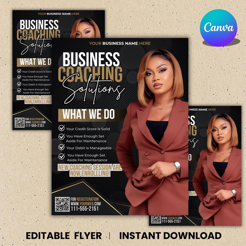 Business Coach Flyer, DIY Business Coaching Flyer Template, Editable Canva Entrepreneur Flyer ...