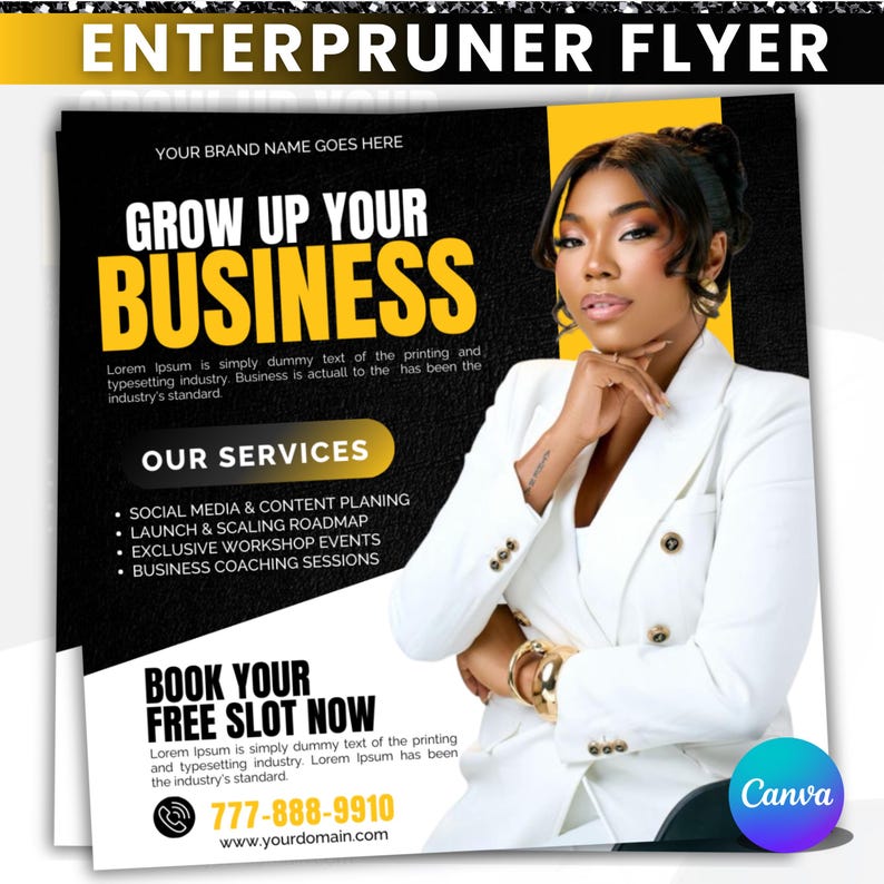 Canva Editable Business Coach Flyer Template: Workshop & Consultation ...