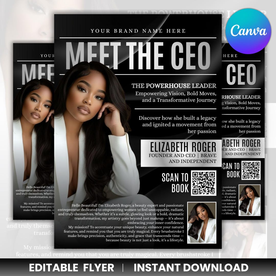 Meet the CEO Flyer, Magazine Style Canva Template, Business Owner ...