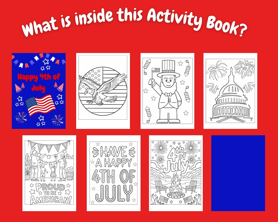 4th of July Coloring Book| 4th of July Birthday Coloring Book| 4th of ...
