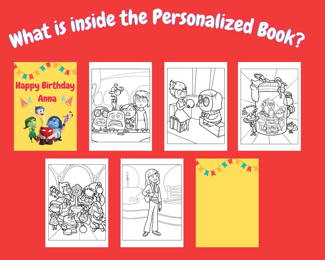 Personalized Inside Out Coloring Book| Inside Out Birthday Coloring ...