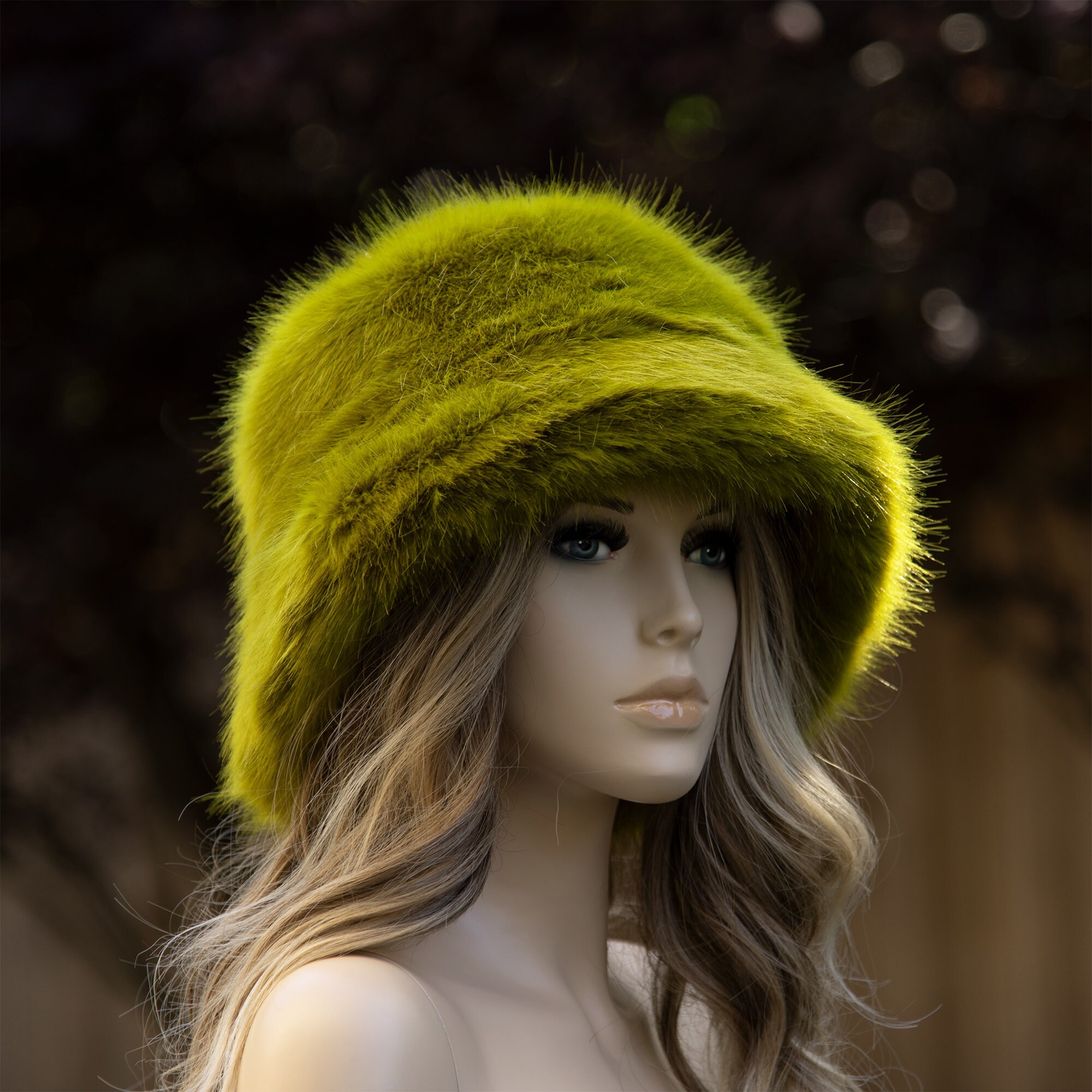 Handmade Faux Fur Bucket Hat, Fake Fur Hat, Fuzzy Hat, Fluffy Hat ...