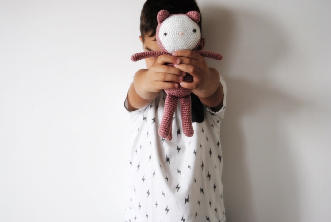 Amigurumi Pink Cat, Crochet Doll, Crochet Plushie, Ready to Ship - Etsy