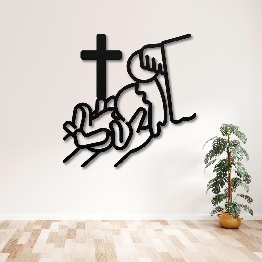 Christian Baby Wall Art – Black Metal Sign of Infant in God’s Hands ...