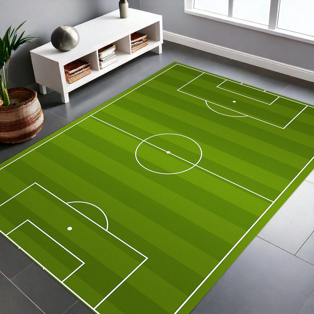 Football Soccer Field Printed Area Rug • Washable Football Soccer Field ...
