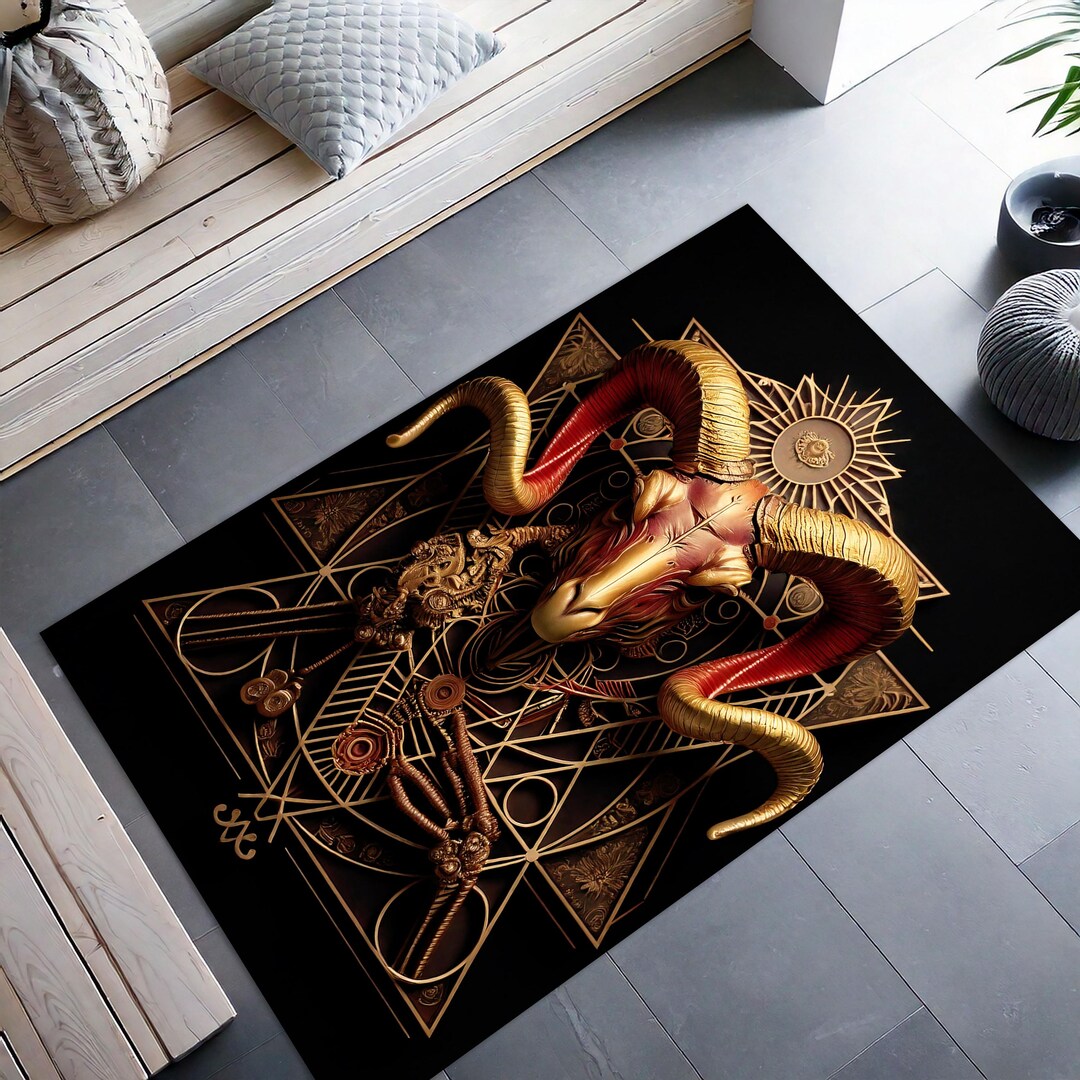 Devil Goat Rug, Red Baphomet Rug, Satan Rug,3d Look Devil Rug, Religion ...