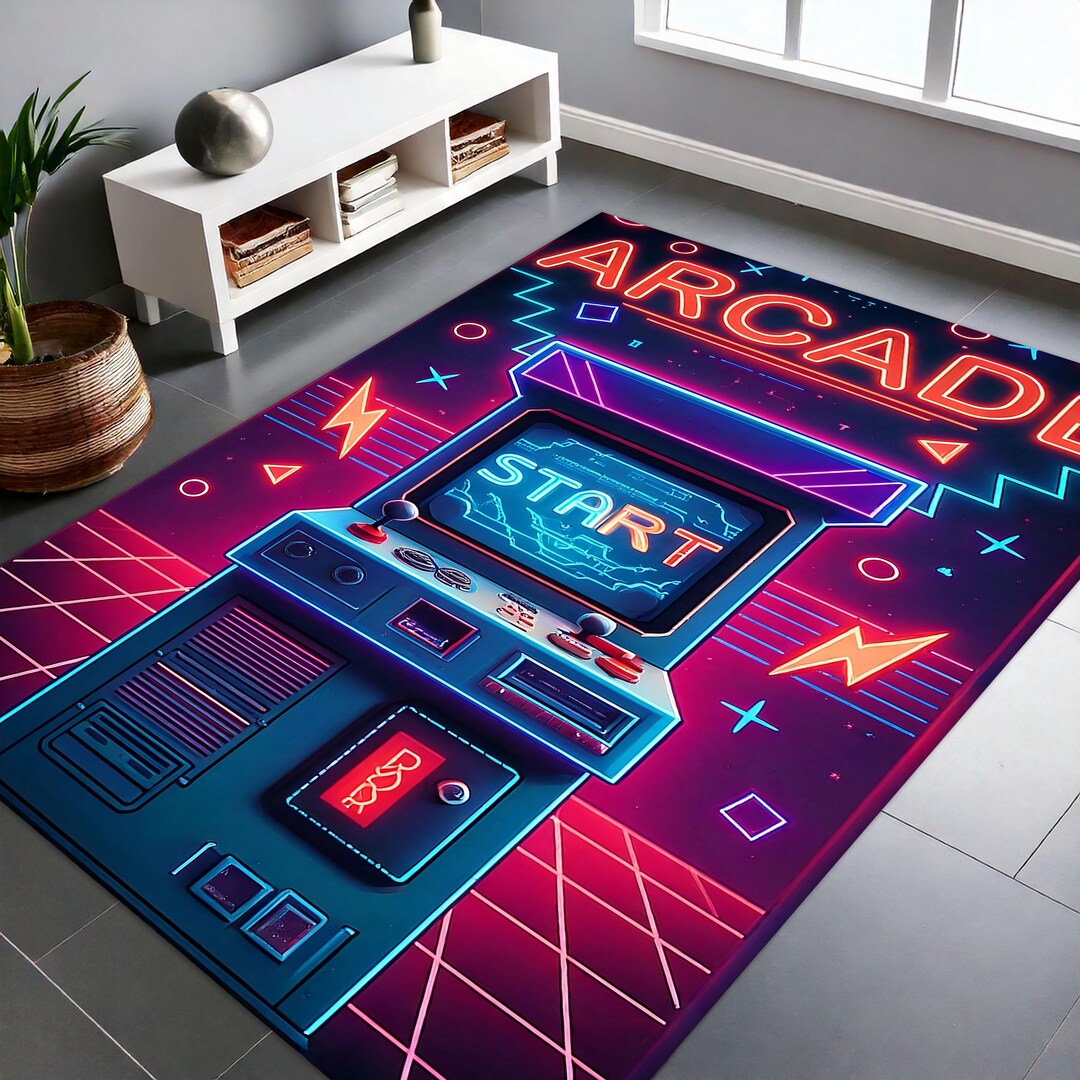 Arcade Machine Gamer Rug, Retro Gaming Floor Mat, Video Game Room ...