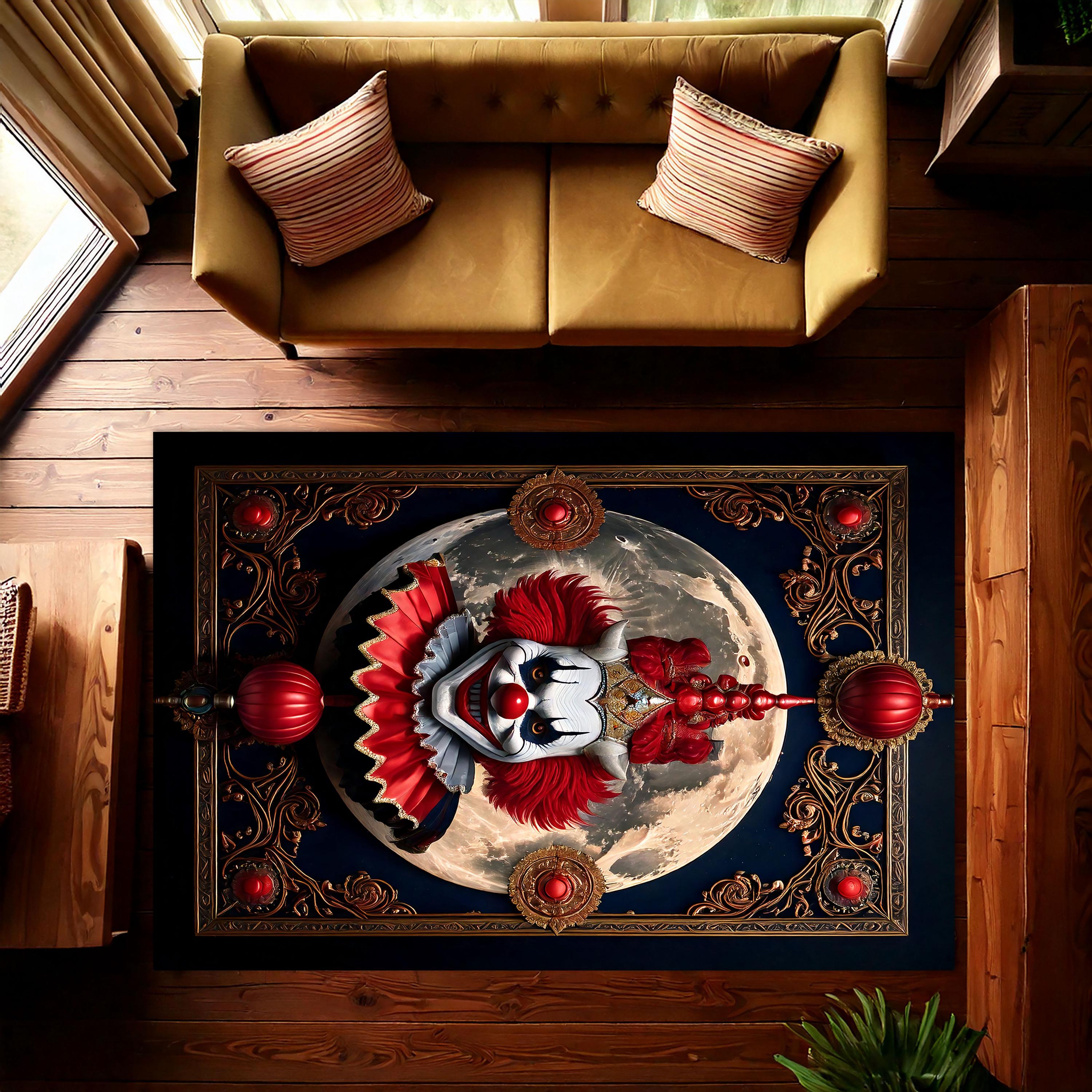Gothic Clown Rug, Horror Clowncore Carpet, Spooky Halloween Circus ...