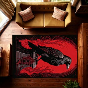 Firefly Create Raven Gothic Style, Red Raven Rug - Etsy