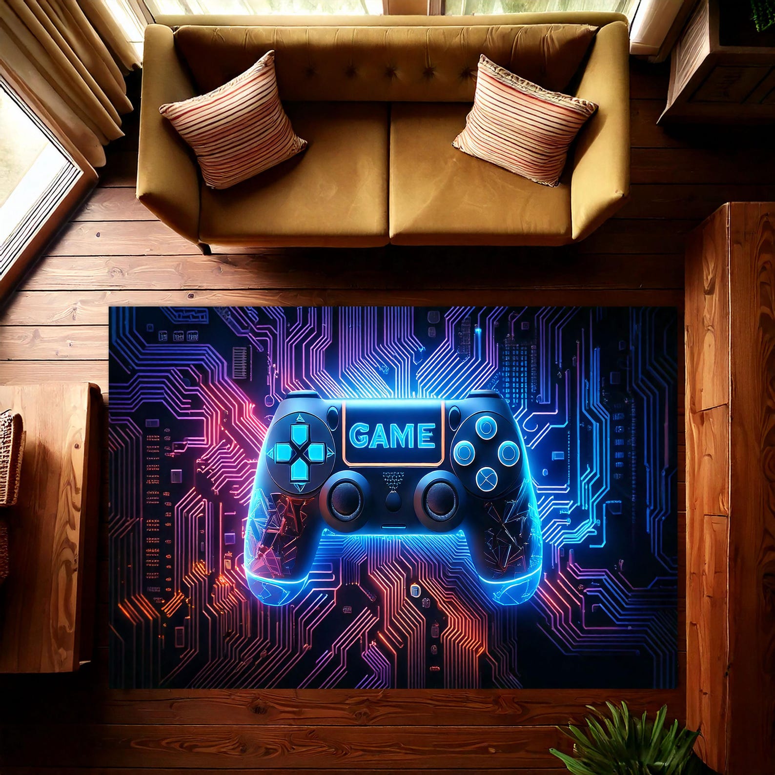 Gaming Rug for Gamers, Video Game Themed Carpet, Arcade Room Floor Mat ...