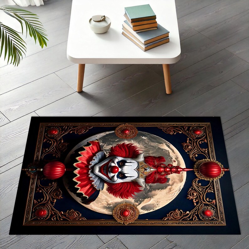 Gothic Clown Rug, Horror Clowncore Carpet, Spooky Halloween Circus ...