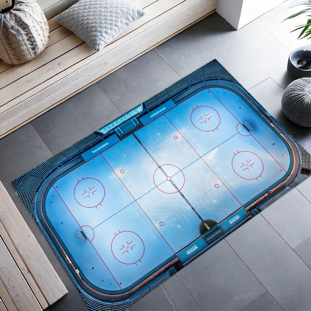 Ice Hockey Stadium Rug, Rink Field Carpet, Sports Theme Play Mat ...